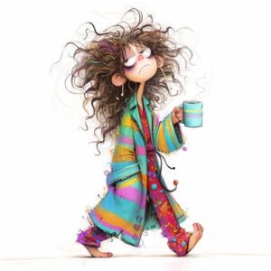 Whimsical Grumpy Coffee Clip Art 10 High Res Watercolor Jpgs Junk ...