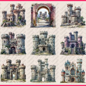 Watercolor Medieval Castle Clipart Bundle,middle Age Historical ...
