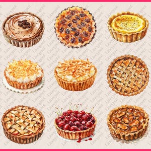 36 Delicious Tarts Clipart | Bake Tart With Nuts, Whipped Cream, Jam ...