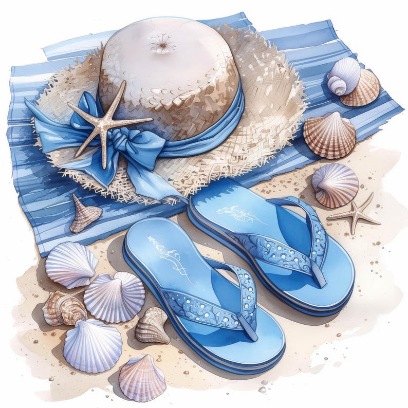 Sea Shell Scenery Clipart 11 High Res Watercolor Jpgs, Junk Journals ...