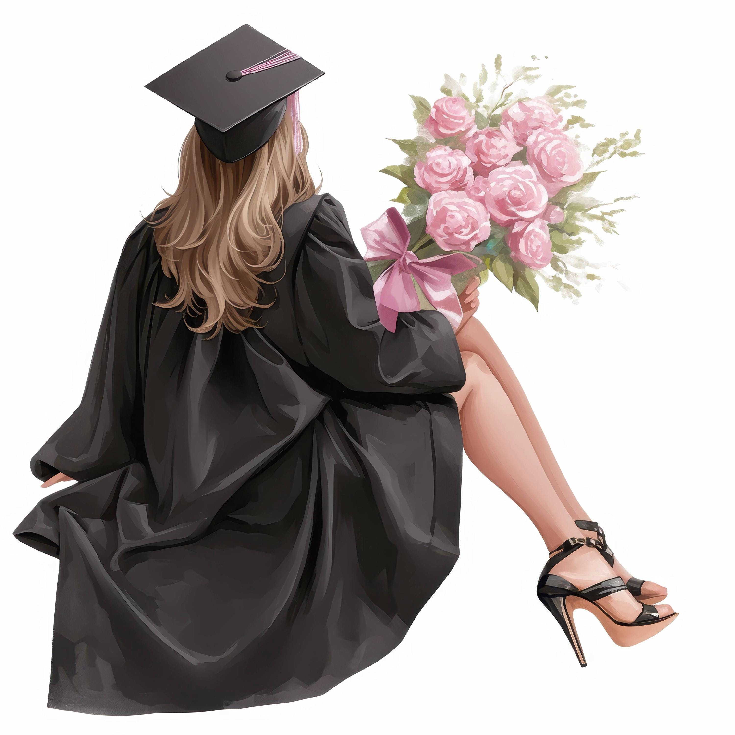 11 Girl Graduation Clipart Bundle, Student Academic Celebration ...