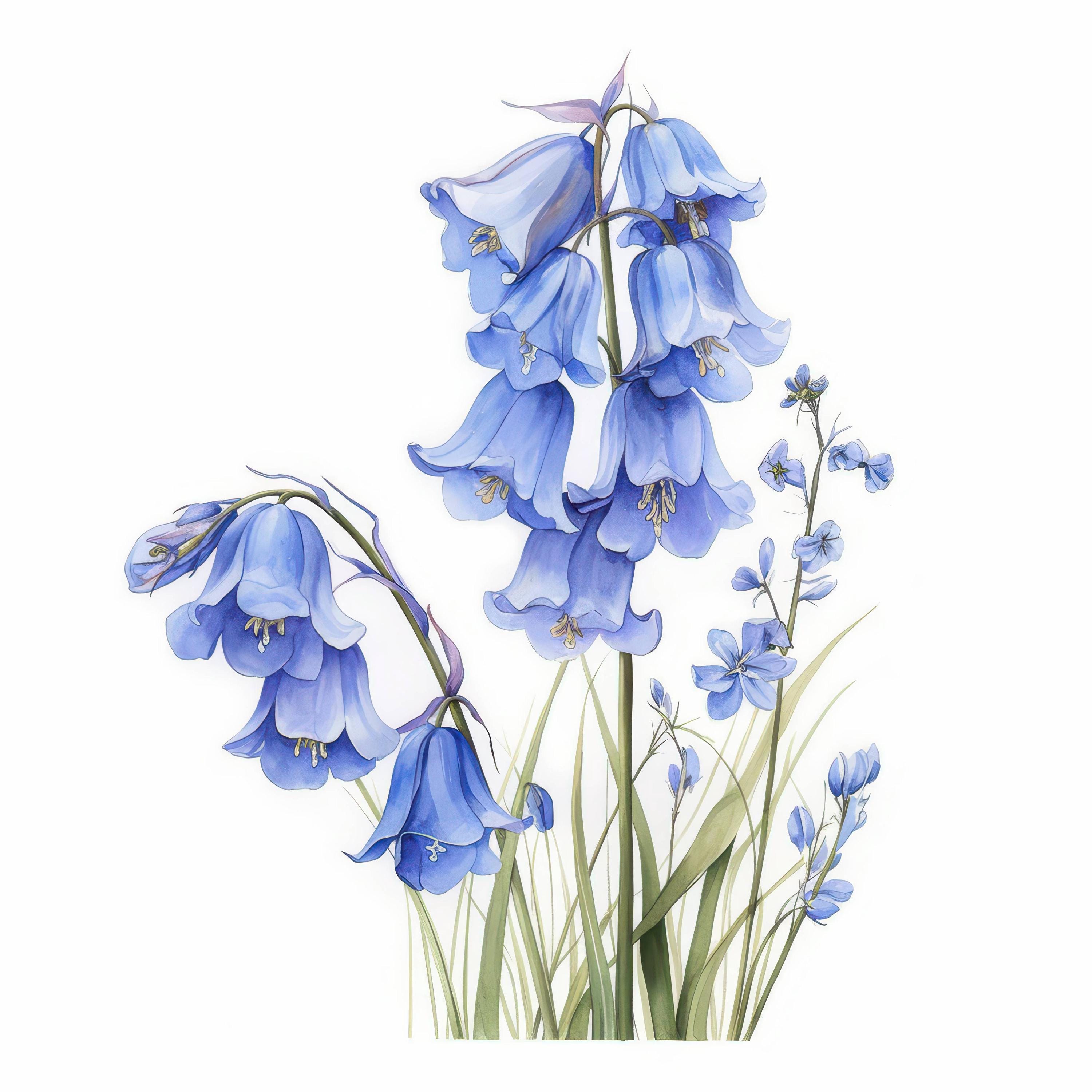10 Bluebells Clipart Bundle, Purple Spring Art Illustration, Printable ...