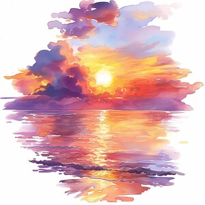 10 Magic Sunset Clouds Clipart Bundle, Dreamy Sky Scene Illustration ...