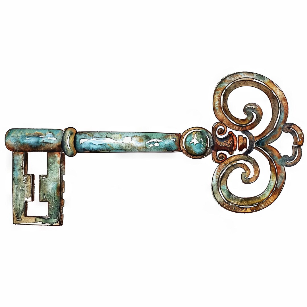 Authentic Key Clipart 17 High Res Watercolor Jpgs for Junk Journaling ...