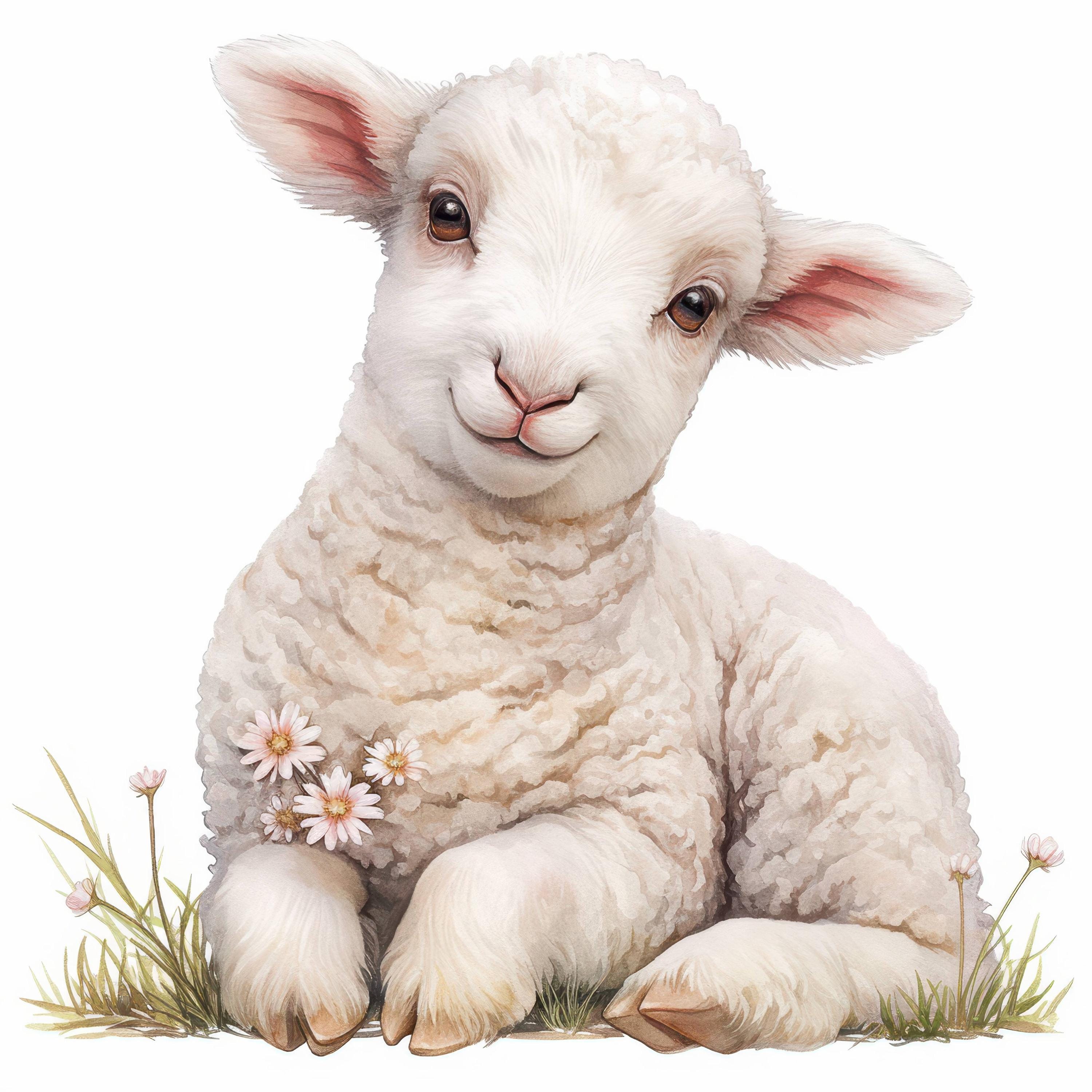 15 Adorable Lamb Clipart Bundle, Cute Lamb Illustration, Printable ...