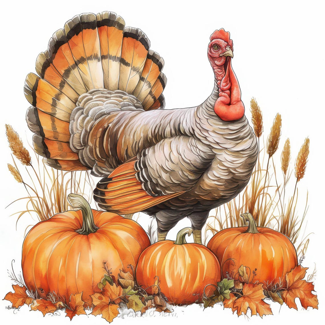 10 Turkey Farm Clipart Bundle, Rustic Poultry Artwork, Printable ...