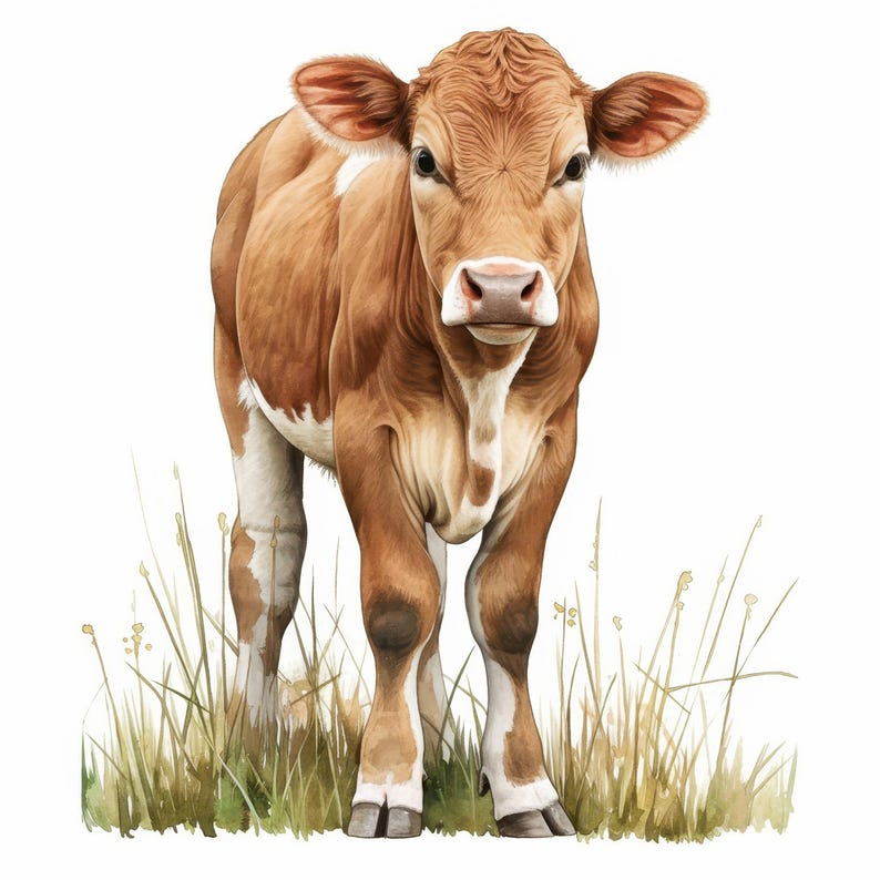 10 Cow Farm Clipart Bundle, Festive Farm Animals Illustration ...