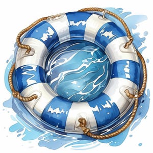 Life Buoy Clipart 10 High Res Watercolor Jpgs, Junk Journaling, Card ...