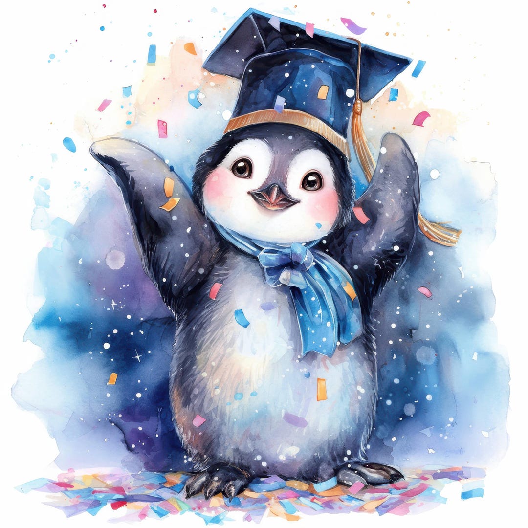 15 Graduation Penguin Clipart Bundle, North Pole Animals Illustration ...