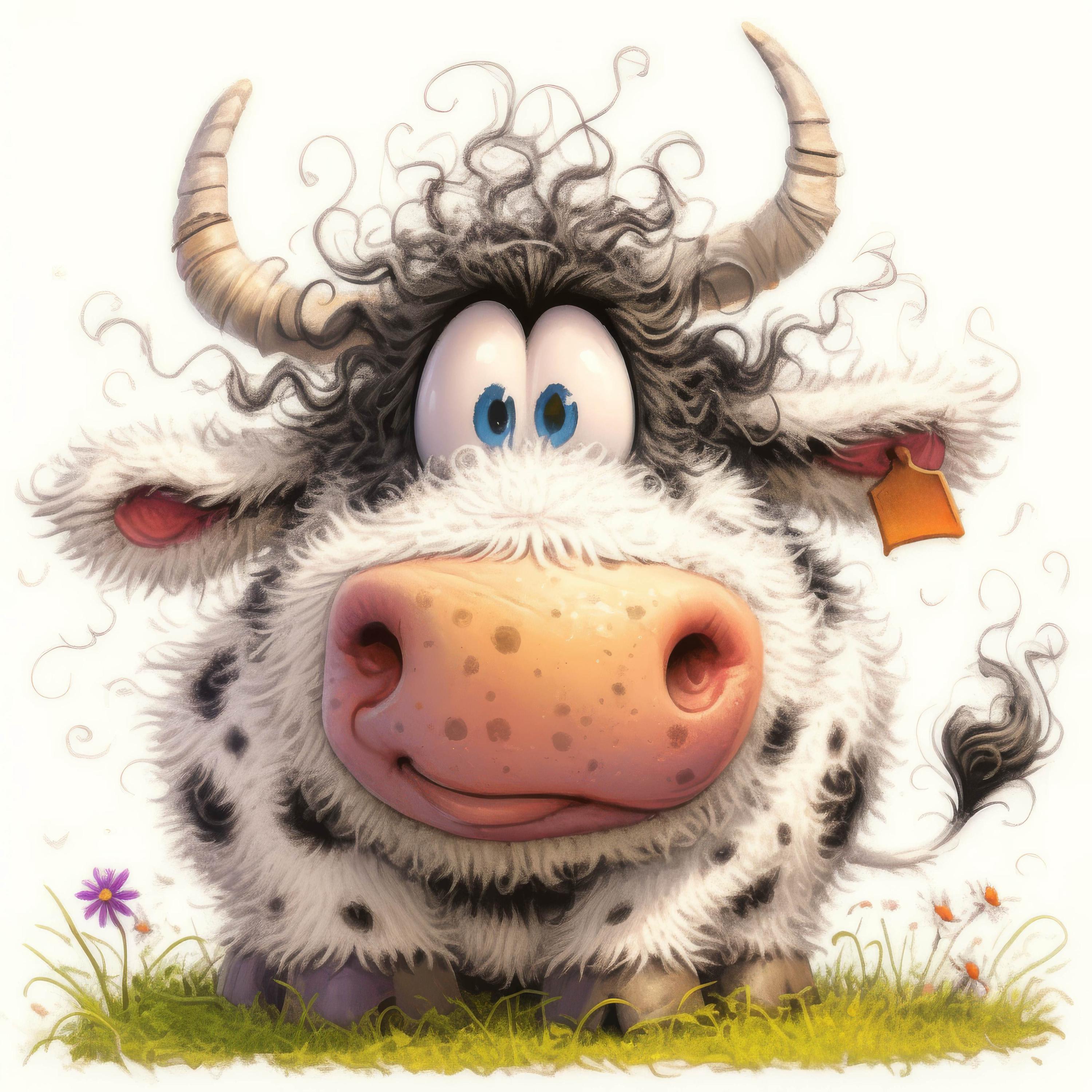 12 Quirky Cow Clipart Bundle in Watercolor Style, Unique Illustration ...