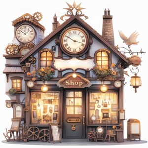 Dreamy Clock Store Clip Art 13 High Res Watercolor Jpgs for Junk ...