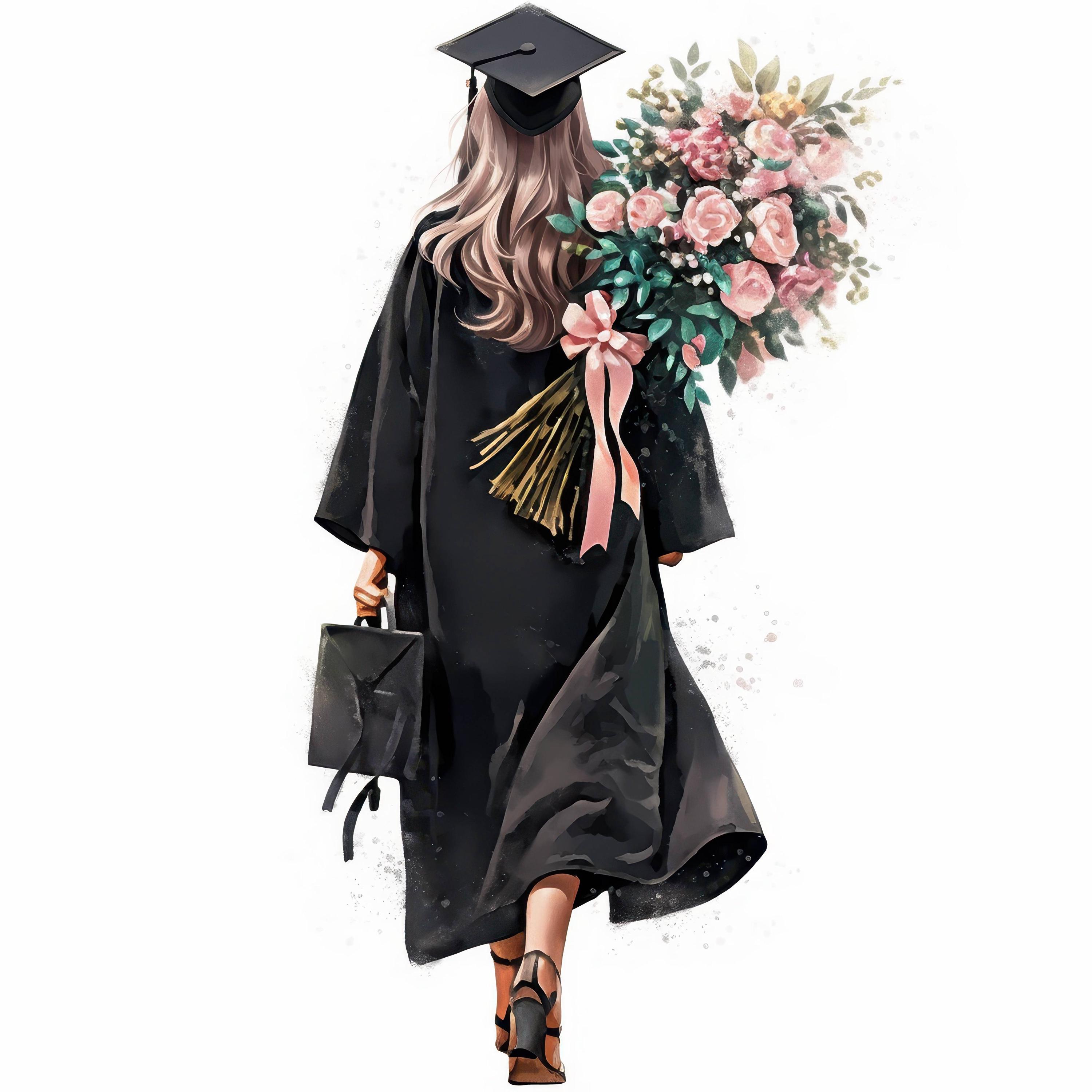 11 Girl Graduation Clipart Bundle, Student Academic Celebration ...