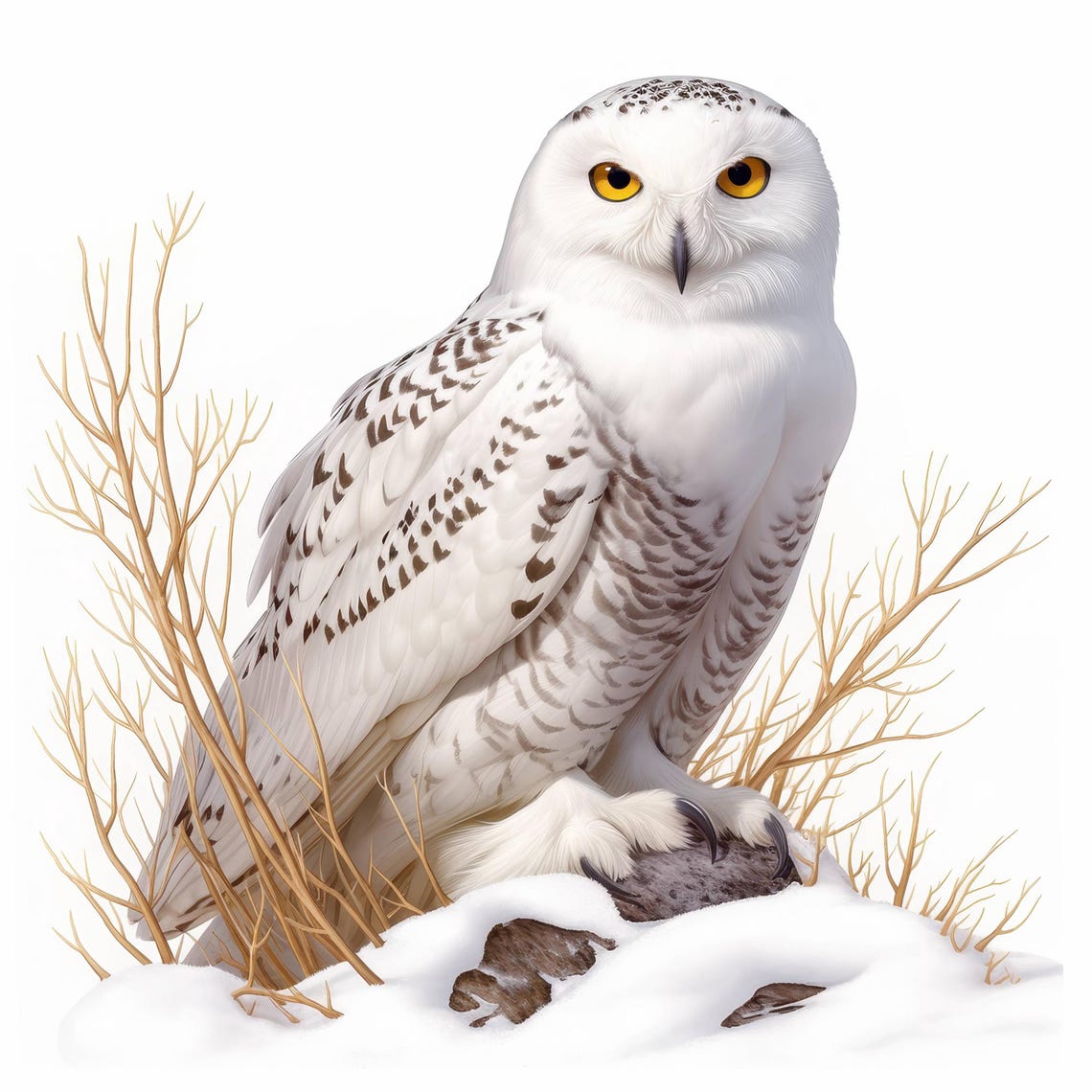 11 Winter Snowy Owl Clipart Bundle, Arctic Bird Illustration, Printable ...