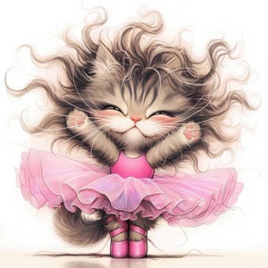 11 Kitten in Tutu Skirt Clipart | Little Cat | Printable Watercolor ...