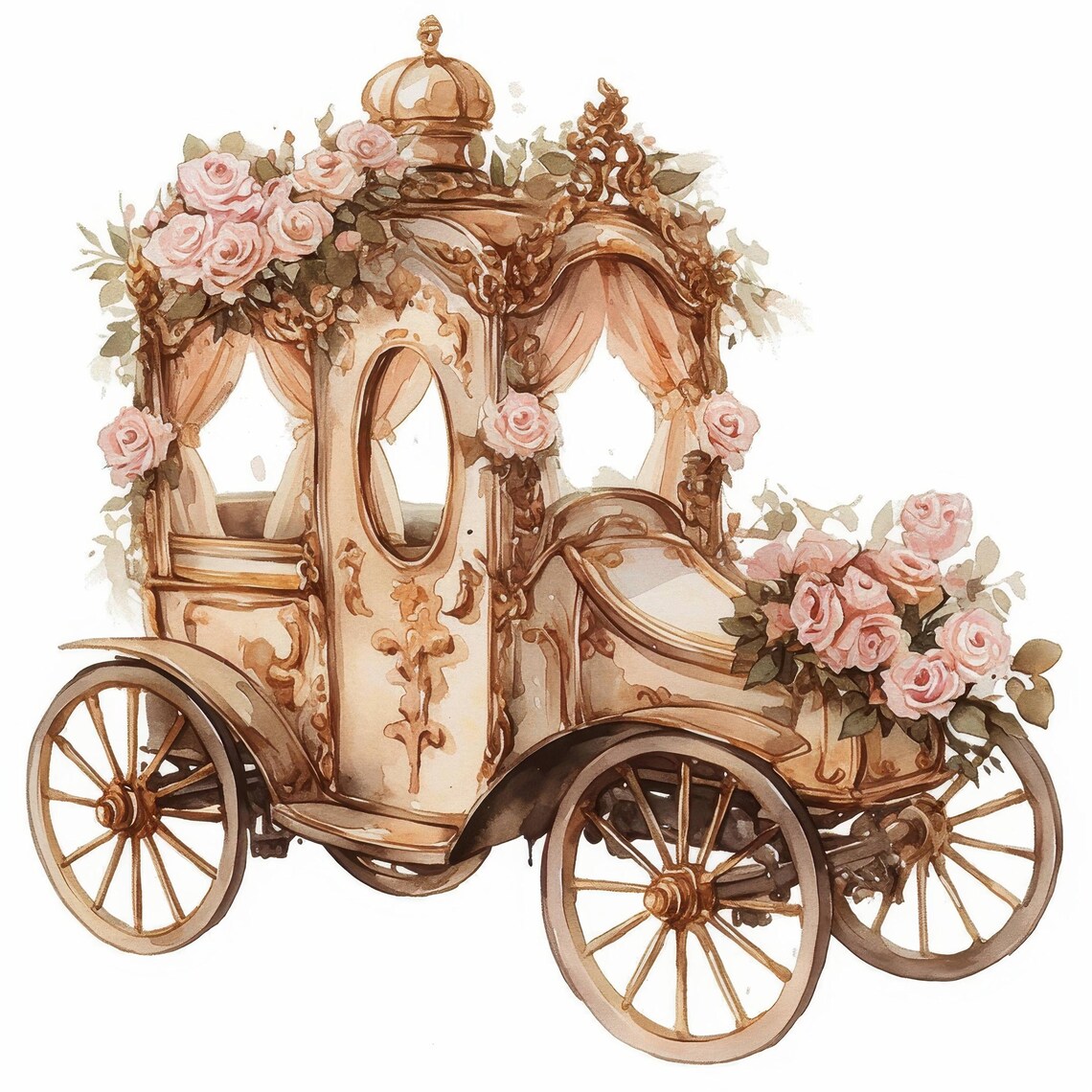 14 Princess Carriage Clipart Bundle, Fairytale Royal Ride Illustration ...