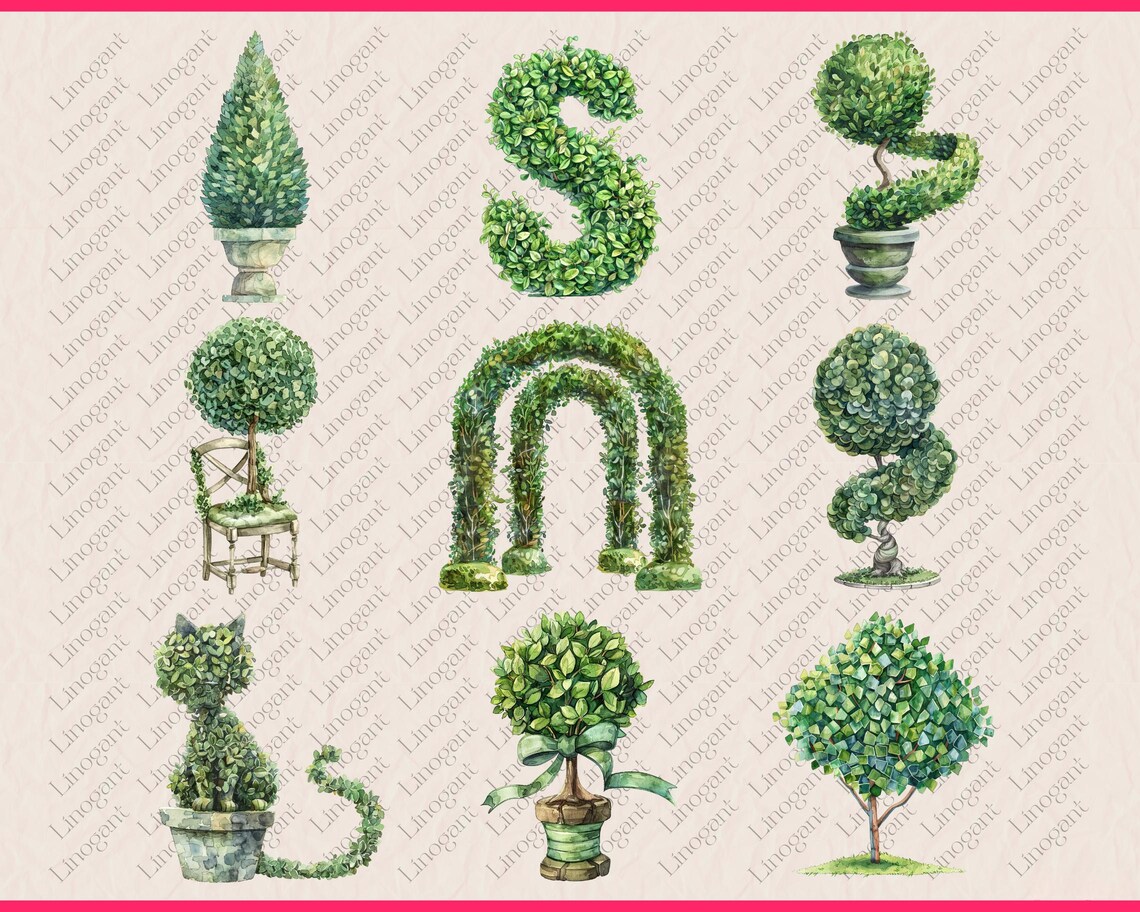 45 PNG Topiary Tree Clipart | Tree Shaped Like Cat, Bird, Moon ...
