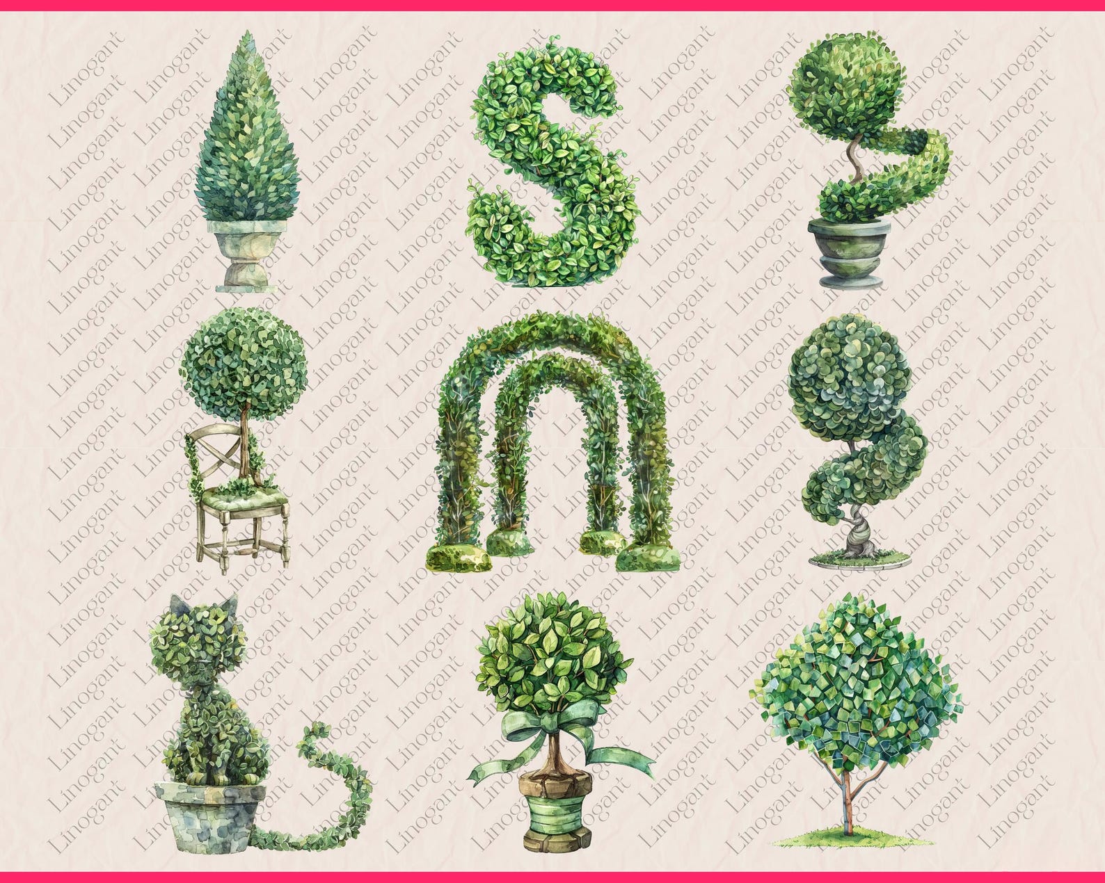 45 PNG Topiary Tree Clipart | Tree Shaped Like Cat, Bird, Moon ...