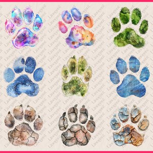 Watercolor Paw Print Clipart Bundle, Animal Footprint Clip Art Set ...