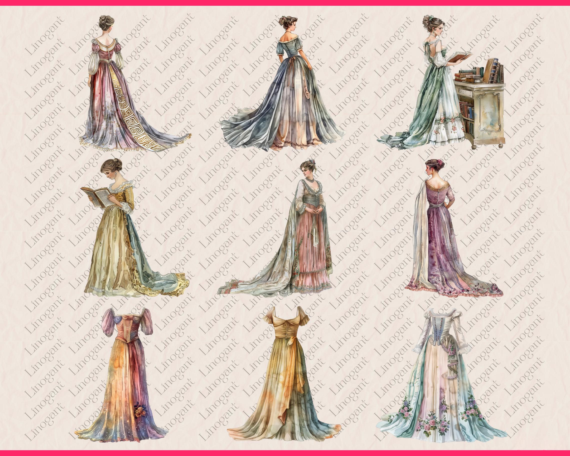 39 PNG Watercolor Regency Woman Clipart, Regency Era Lady With Long ...