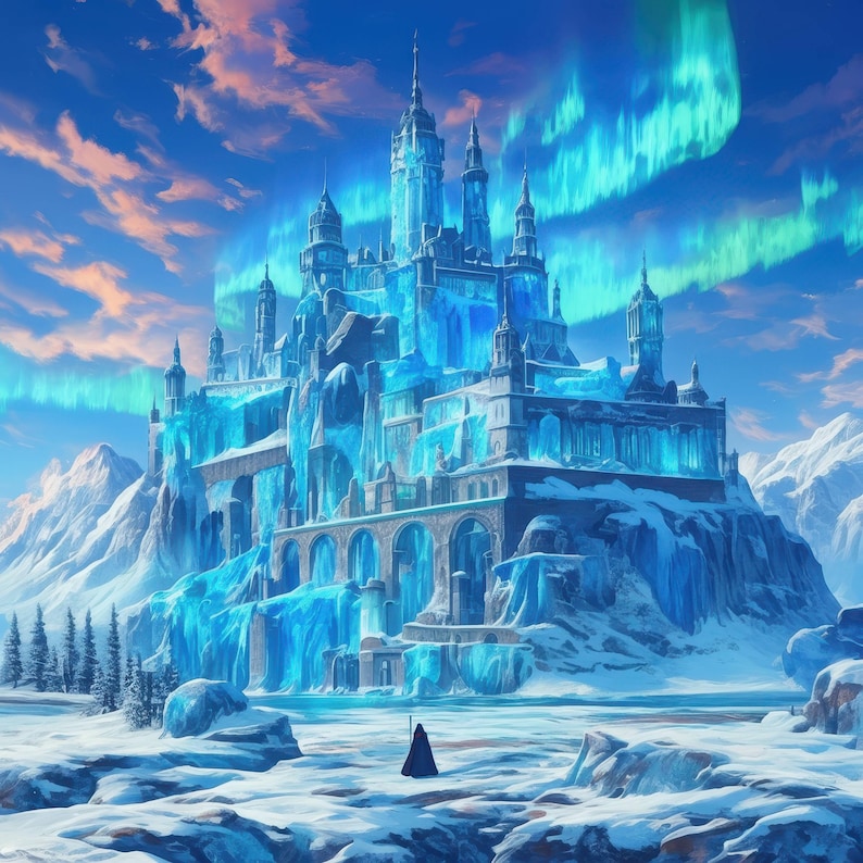16 Icy Castle Clipart Bundle, Magical Frozen Fortress Illustration ...