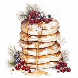 13 Breakfast Pancake Clipart Bundle, Cranberry and Syrup Pancake ...