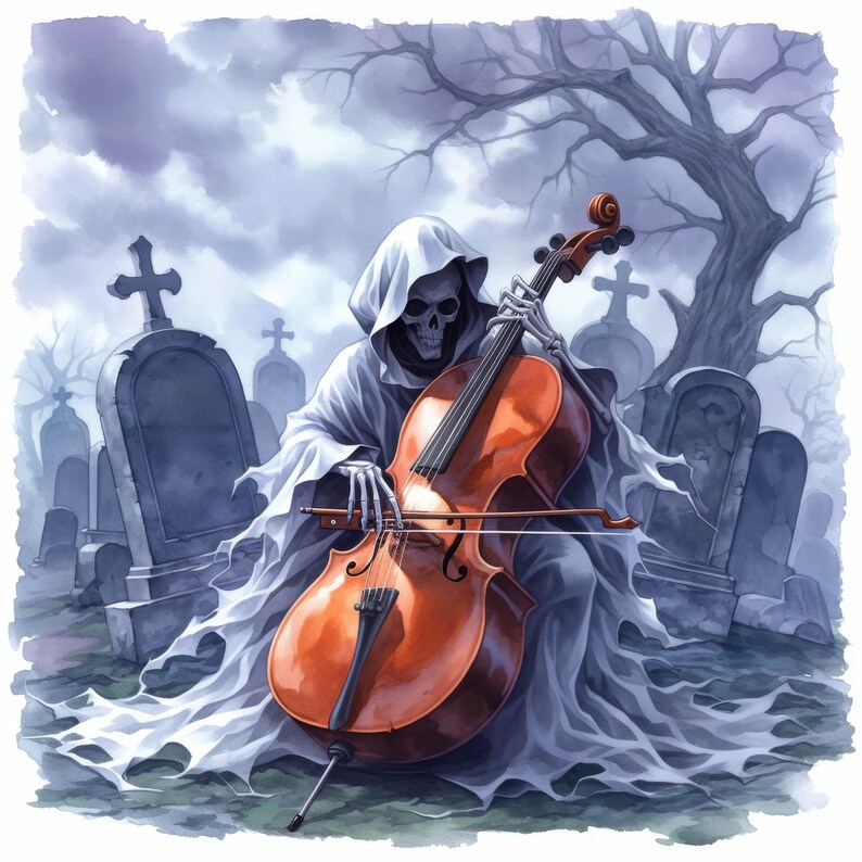 Musical Grim Reaper Clip Art 10 High Res Watercolor Jpgs Junk ...