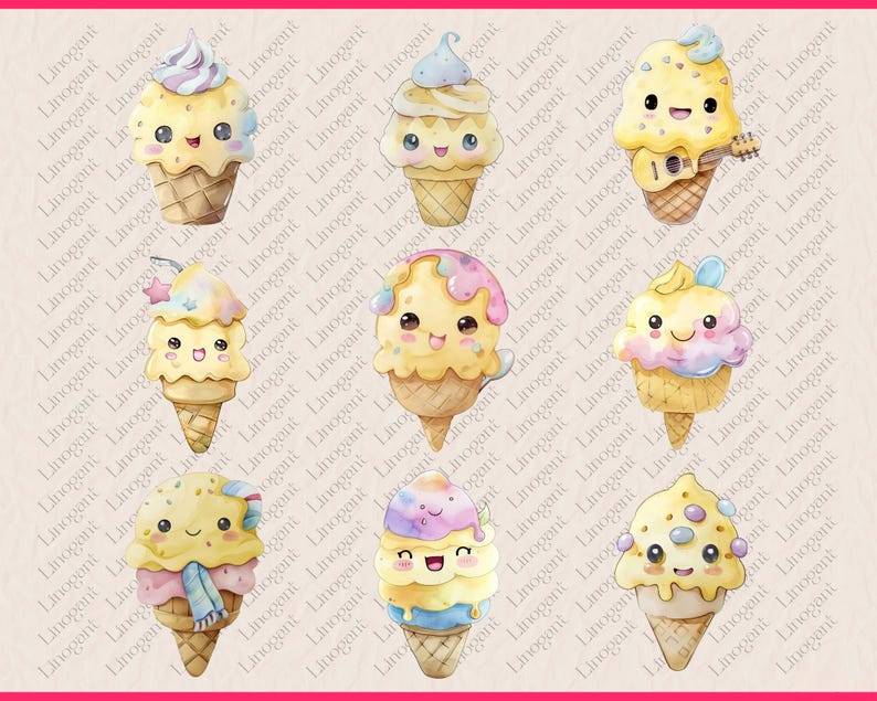 77 PNG Cute Ice Cream Clipart Watercolor Yellow Ice Cream Clipart With ...