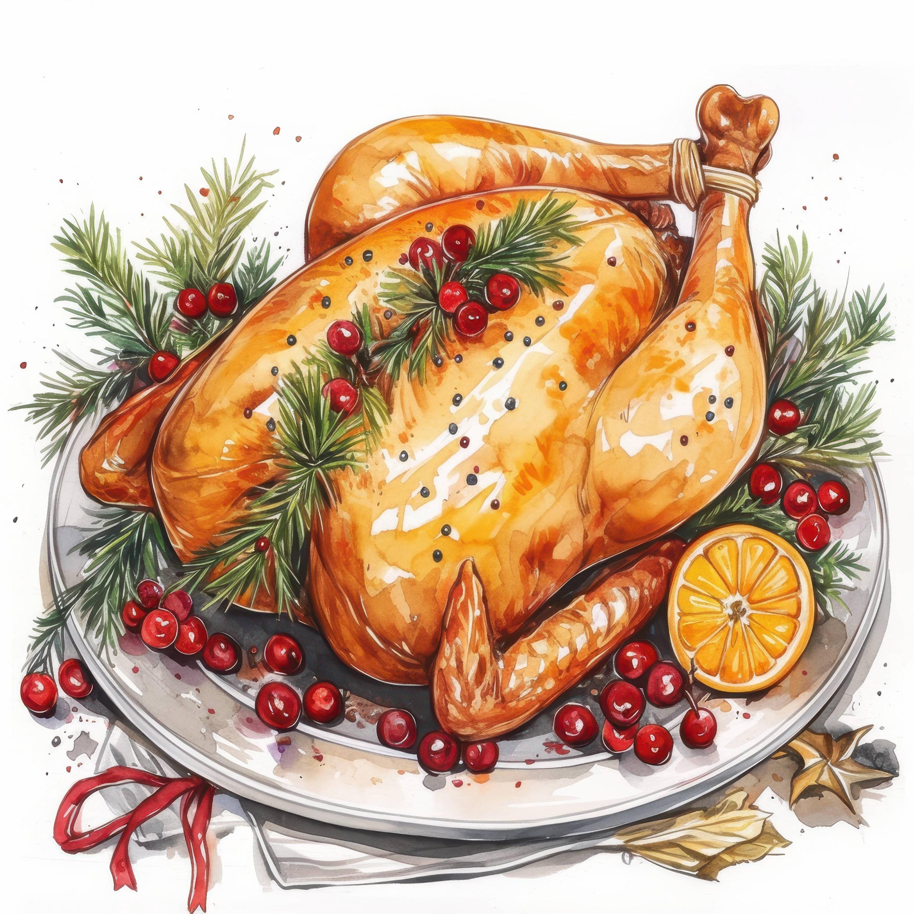 11 Roast Turkey Clipart Bundle, Festive Holiday Feast Illustration ...