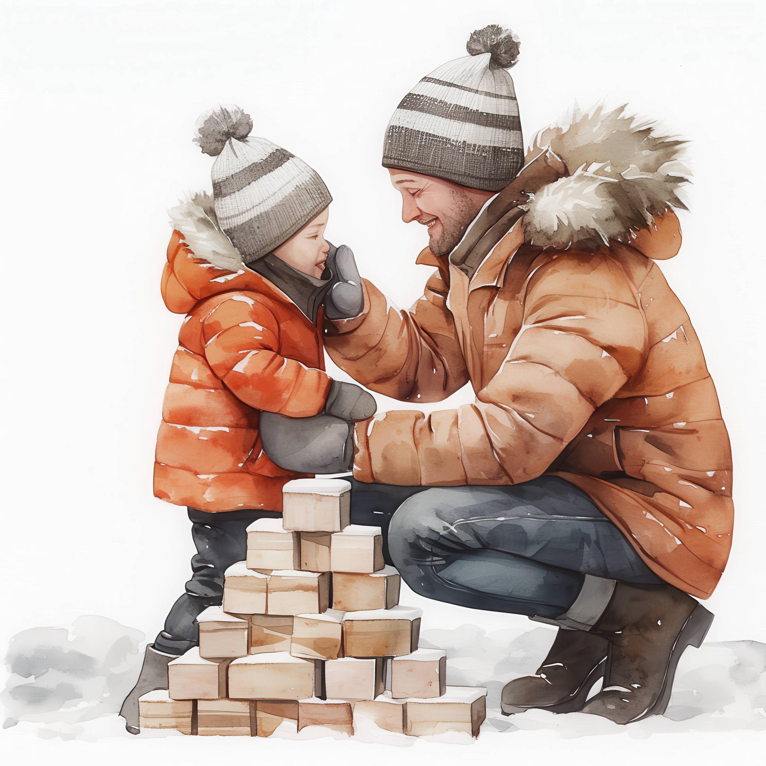 14 Snow Fortress Building Clipart Bundle, Winter Fun Illustration ...
