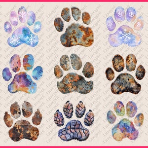 Watercolor Paw Print Clipart Bundle, Animal Footprint Clip Art Set ...