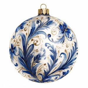 12 Blue Bauble Clipart Bundle, Christmas Decor Illustration, Printable ...
