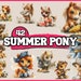 Watercolor Summer Pony Clipart Bundle, Ponies Clip Art Set, Baby Horse ...
