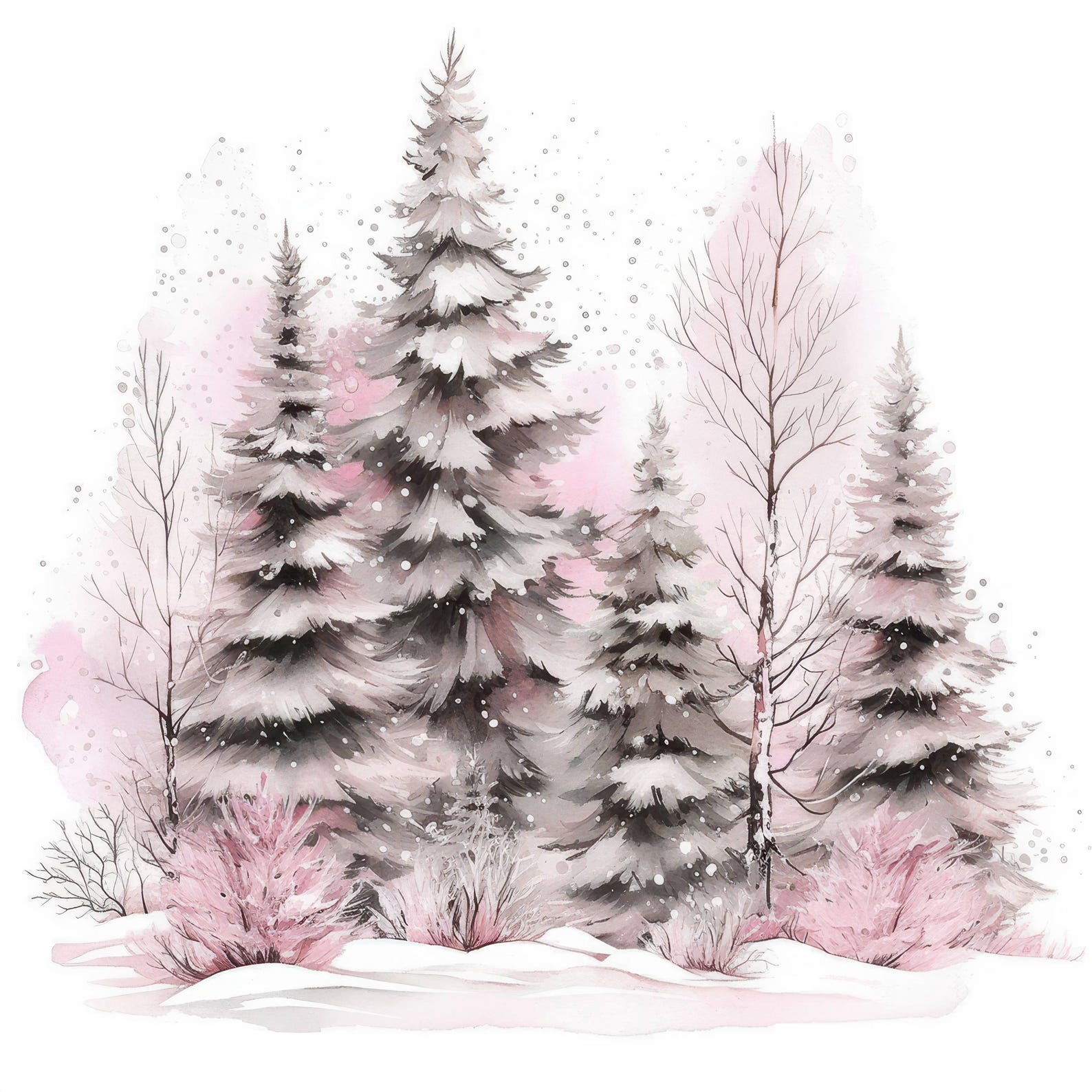 16 Winter Pine Trees Clipart Bundle, Elegant Winter Illustration ...