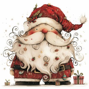 Whimsical Scruffy Santa Clip Art 10 High Res Watercolor Jpgs Junk ...