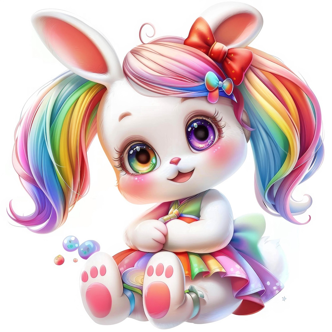 Colorful Cartoon Rabbit Clip Art 10 High Res Watercolor Jpgs Junk ...