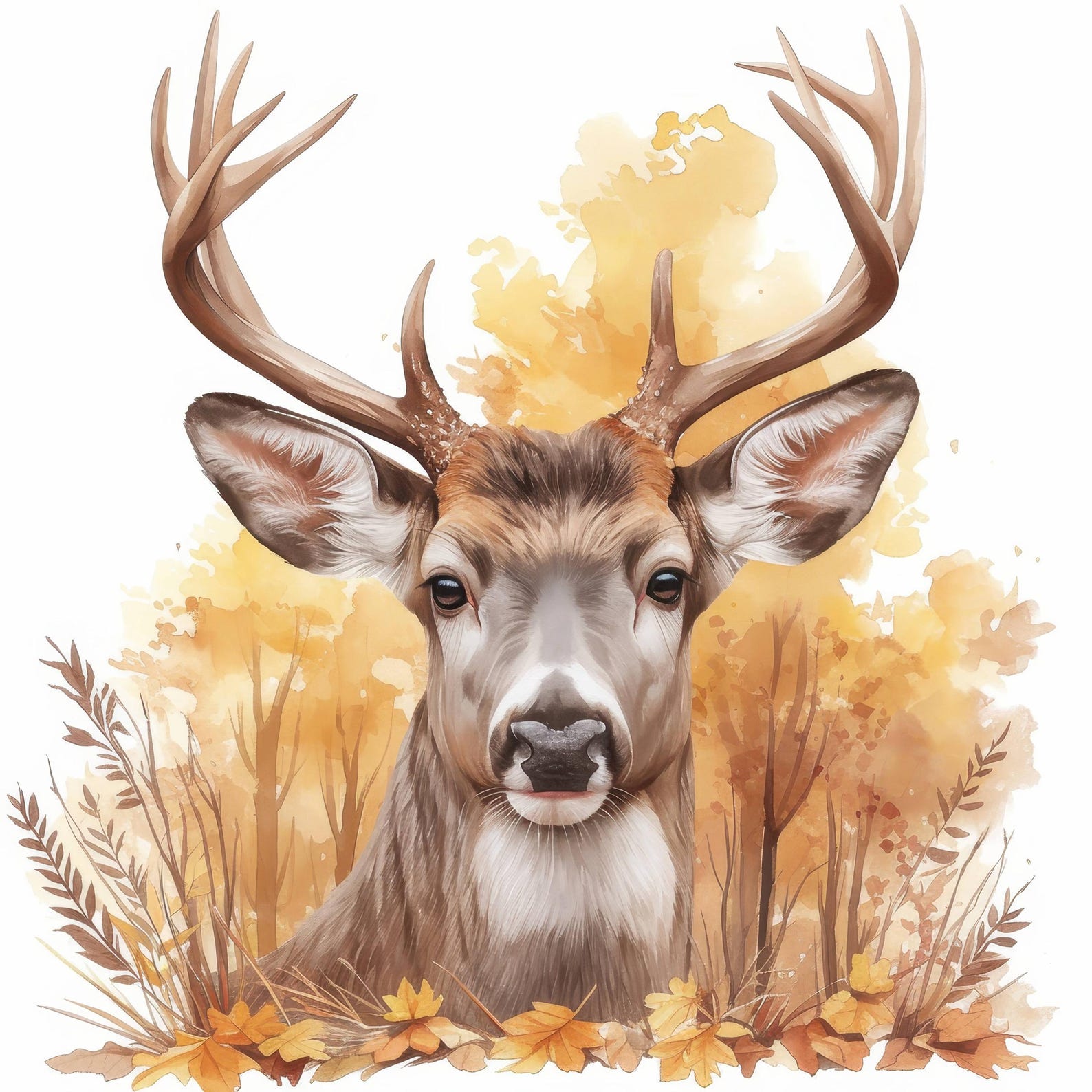 11 White Tailed Deer Clipart Bundle, Majestic Wildlife Illustration ...