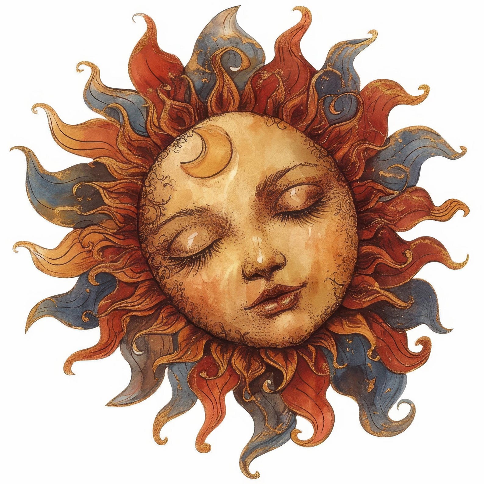 19 Sun Face Clipart Bundle, Unique Patterned Celestial Illustration ...