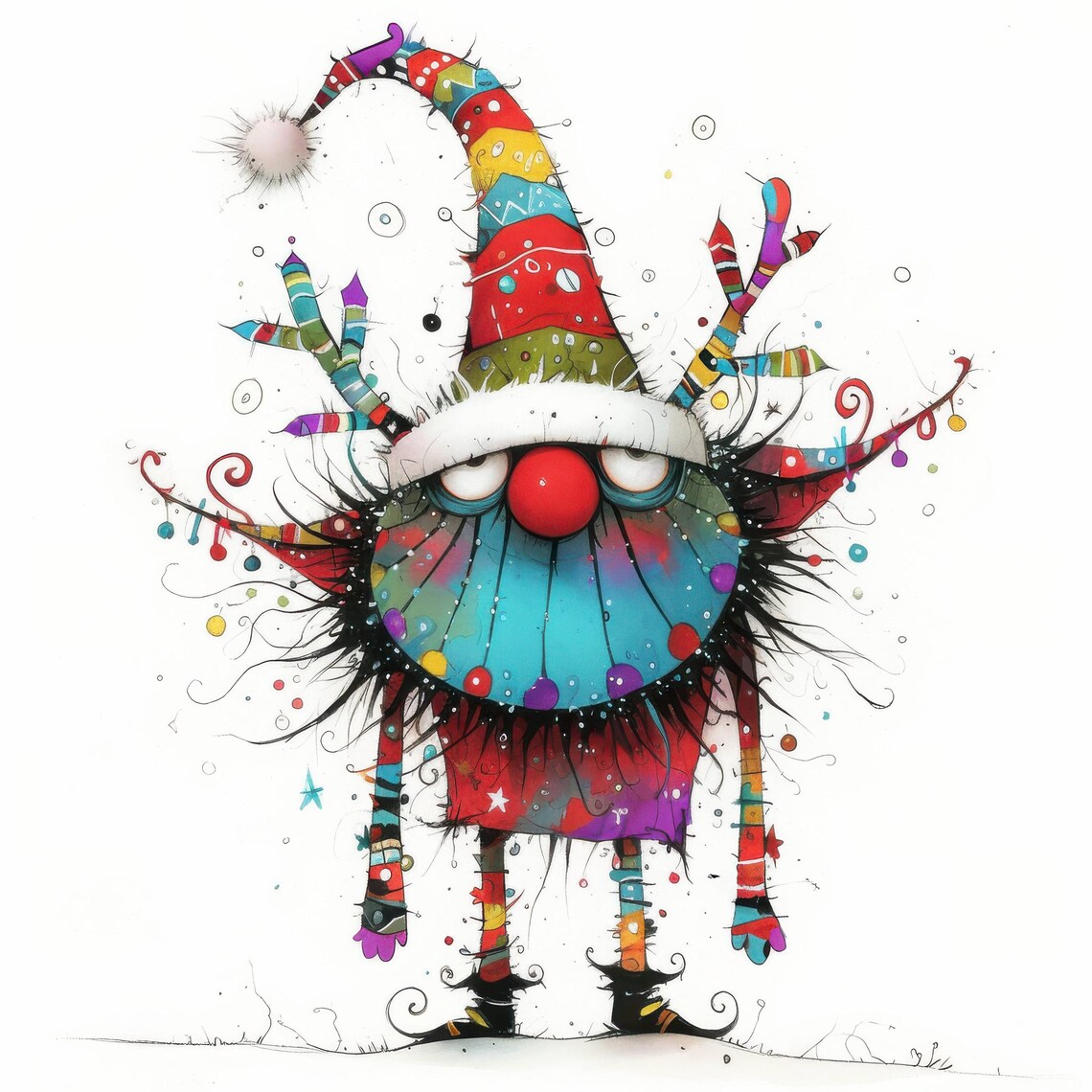Whimsical Christmas Creatures Clip Art 13 High Res Watercolor Jpgs for ...