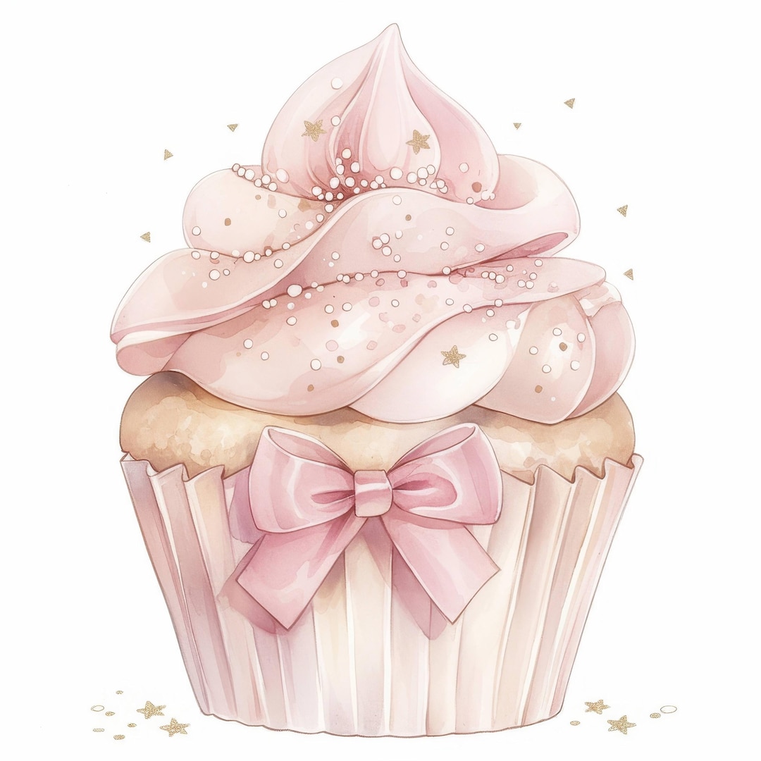 10 Pastel Cupcake Clipart Bundle, Soft Dessert Illustration, Printable ...
