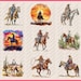 Watercolor Western Cowboy on Horse Clipart Bundle, Riding Horse Clip ...