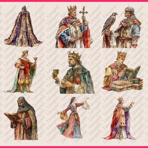 Watercolor Medieval Royal Person Clipart, Middle Age Noble People Clip ...