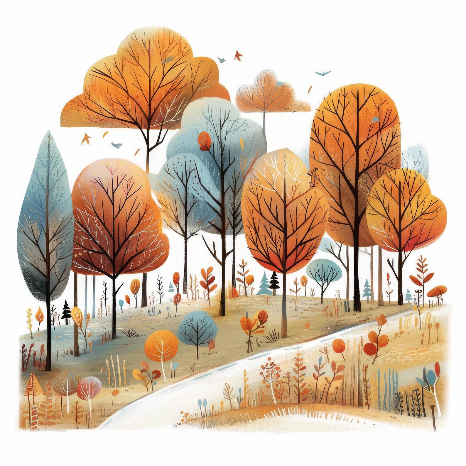 Rustic Fall Trees Clip Art 10 High Res Watercolor Jpgs for Junk ...