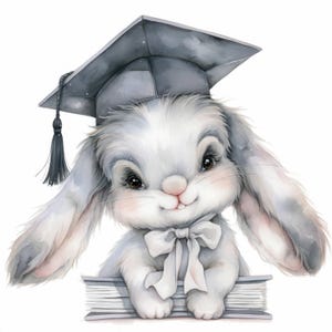 11 Graduation Bunny Clipart Bundle, Festive Animal Celebration ...