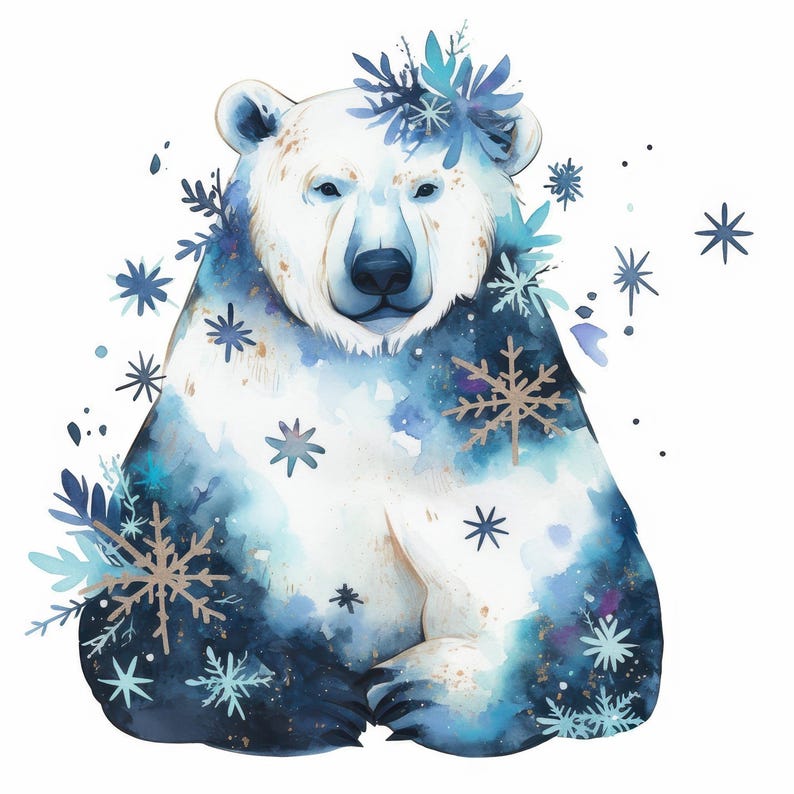10 Polar Bear Clipart Bundle, Arctic Winter Animal Illustration ...
