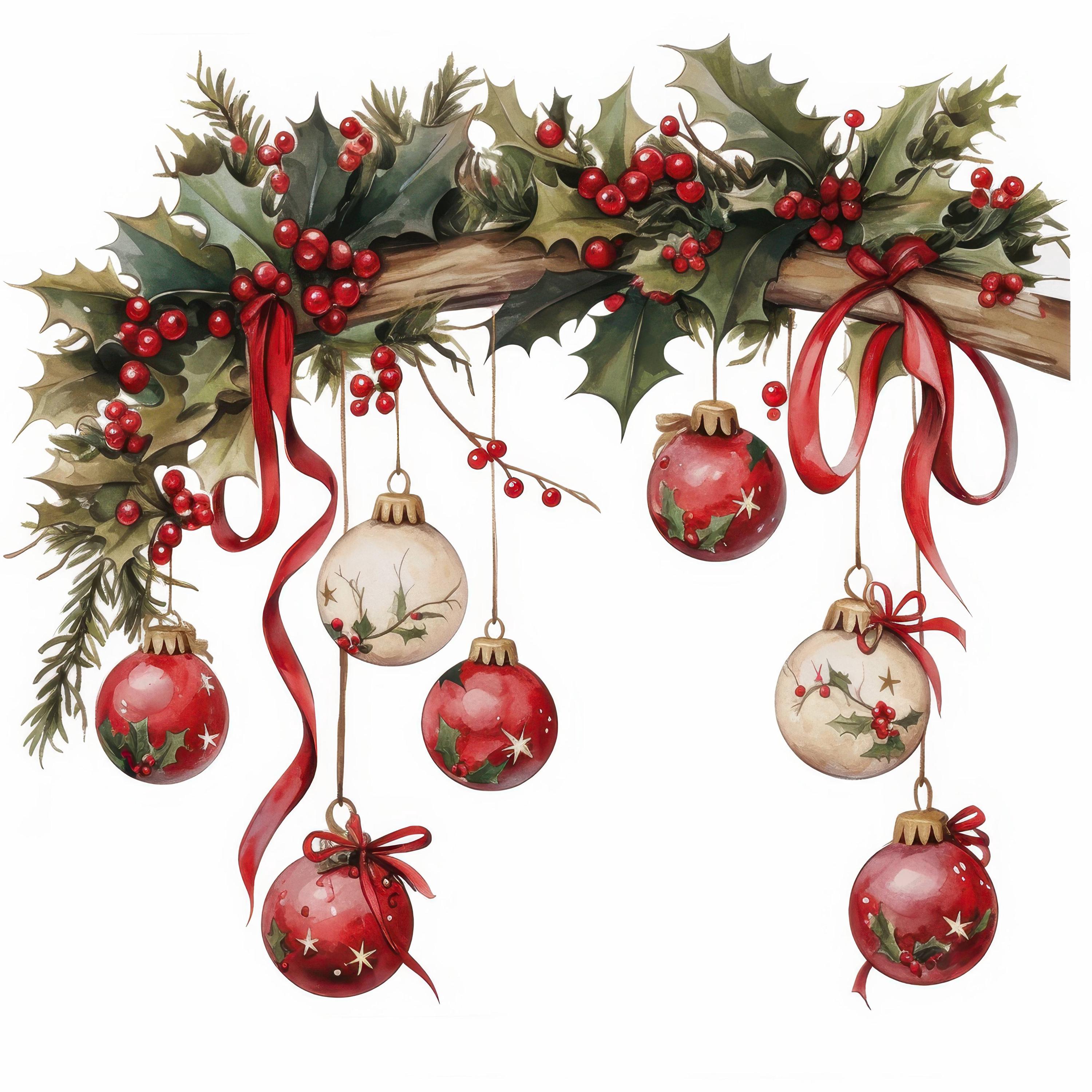 15 Christmas Bauble Clipart Bundle, Festive Ornament Illustration ...