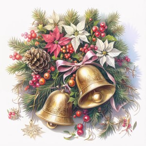 12 Christmas Bell Ornaments Cluster Clip Art, Christmas Decoration ...