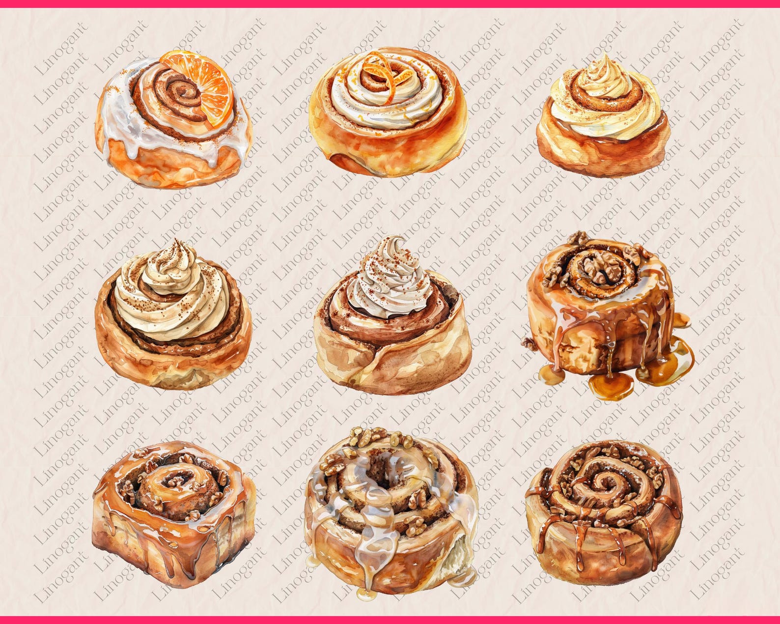 59 Cinnamon Roll Clipart | Bake Food Illustration | Printable ...