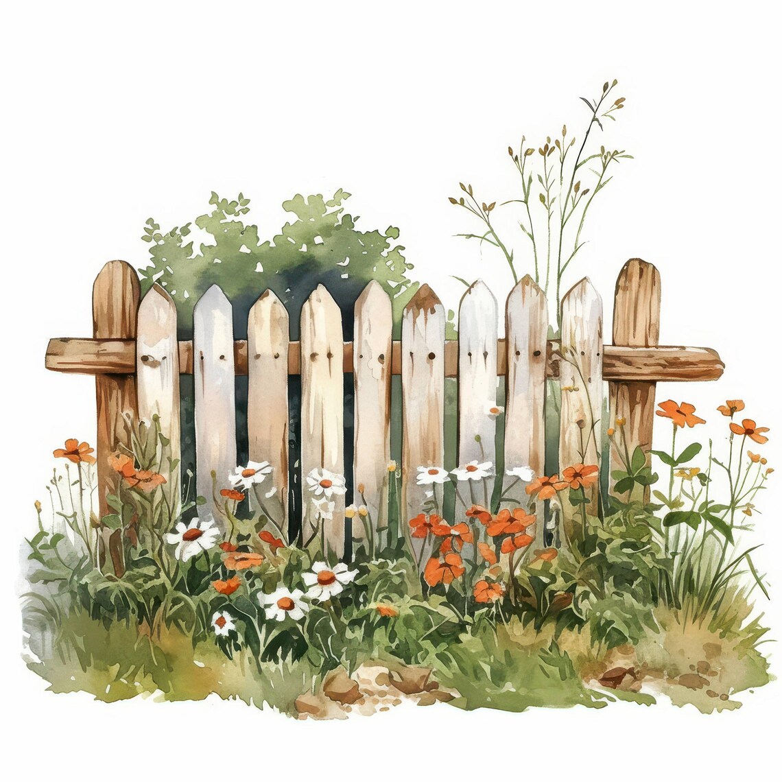 10 Wooden Fences Clipart Bundle, Garden Fence Illustration, Printable ...