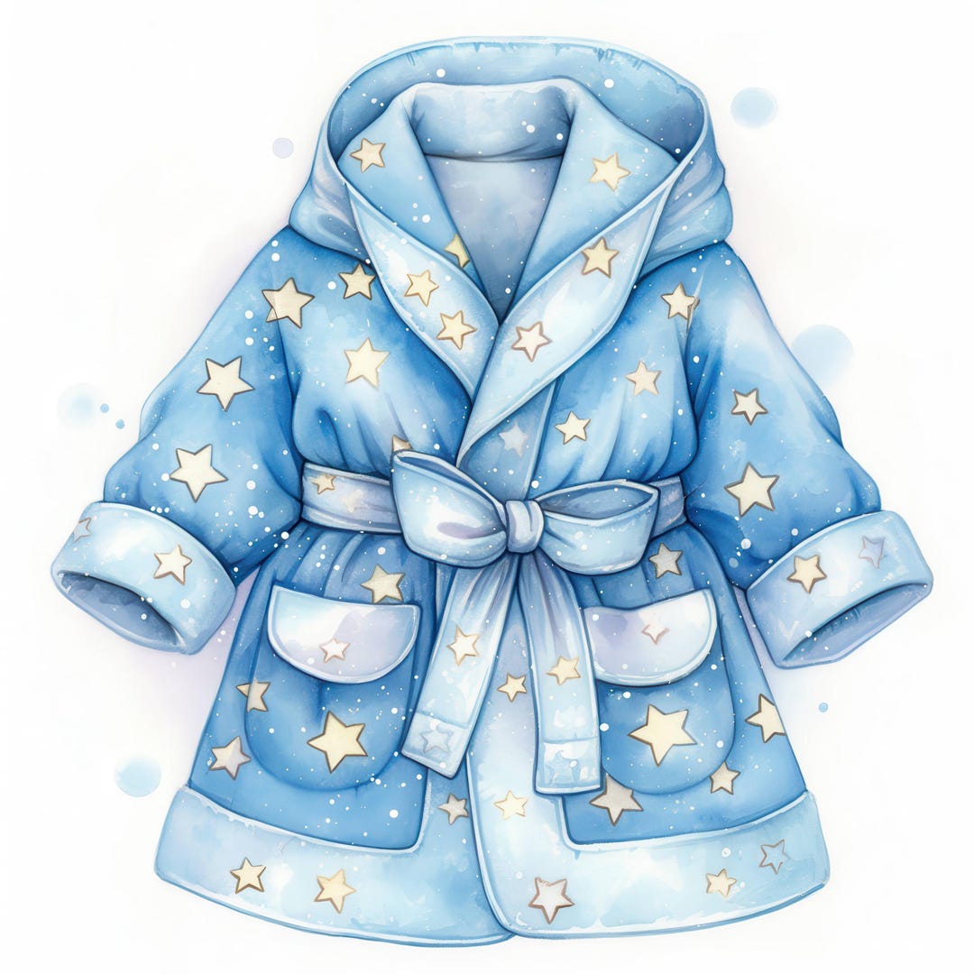 14 Baby Blue Bathrobe Clipart Bundle, Cute Baby Robe Illustration ...