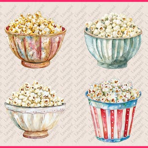 31 PNG Watercolor Popcorn Clipart, Pop Corn Print, Junk Food Graphics ...